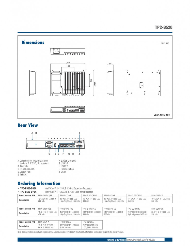 TPC-B520 product documentation page 2