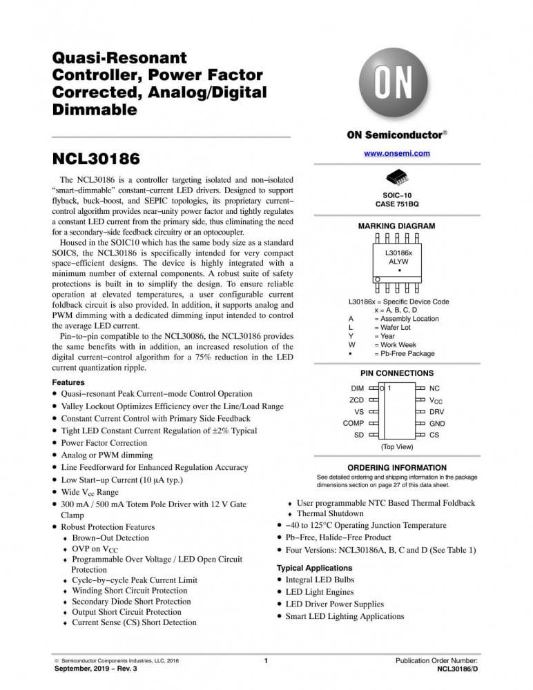 NCL30186 technical document page 1