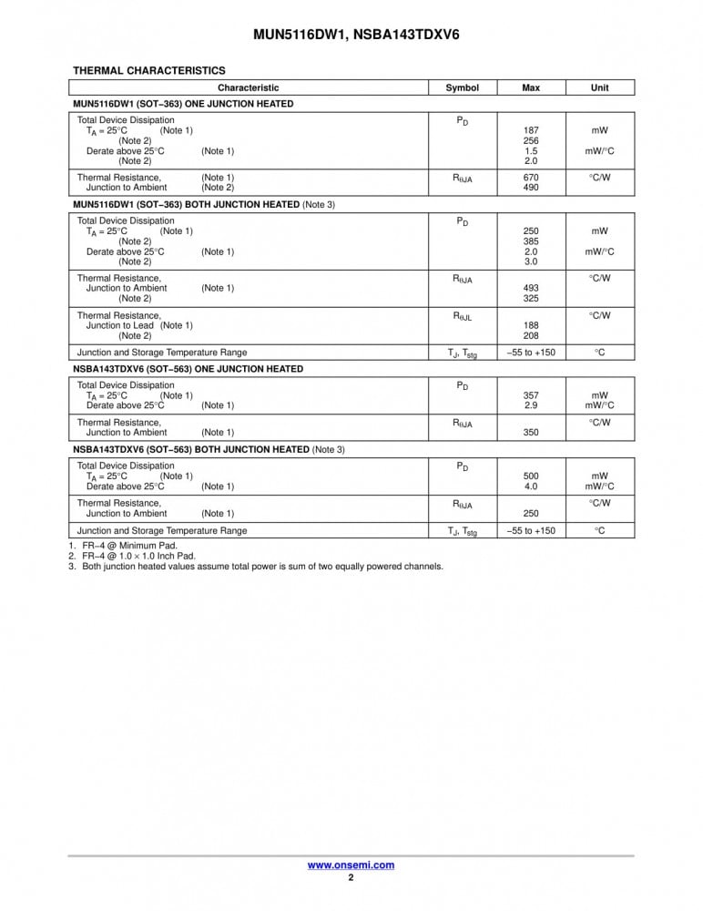 NSBA143TDXV6T1G datasheet page 2