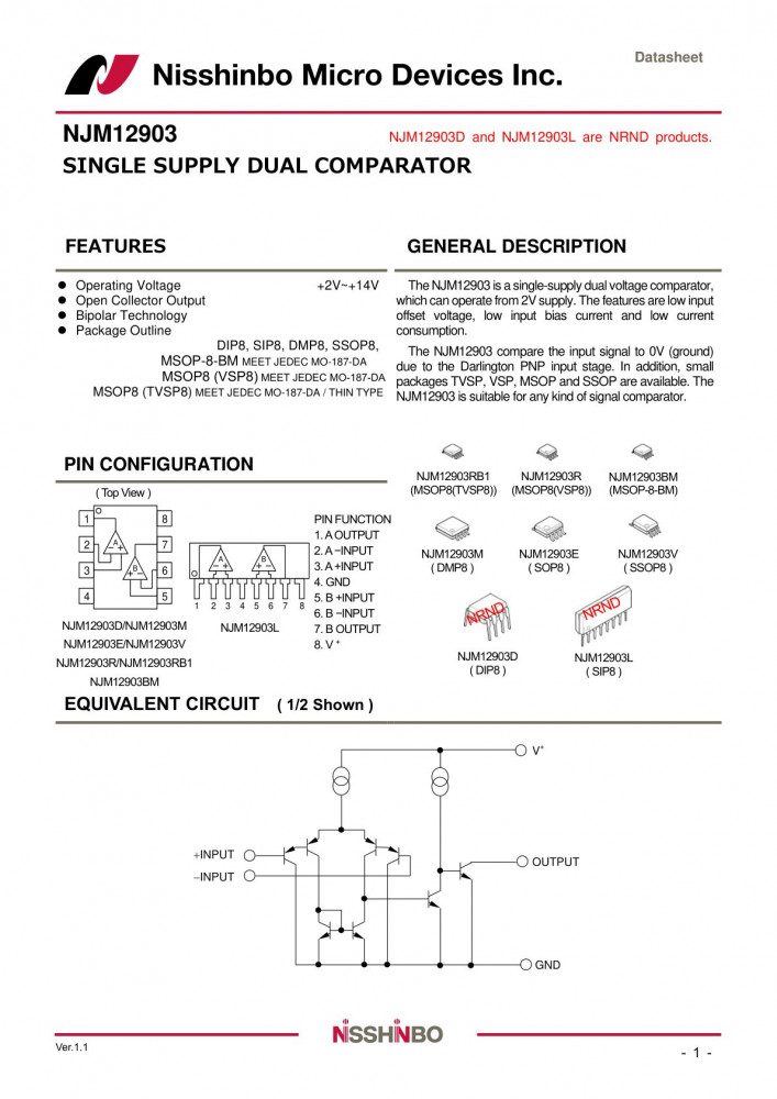 NJM12903 datasheet page 1