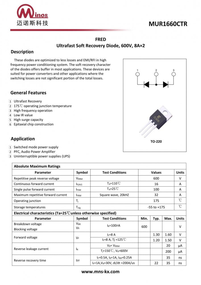 MUR1660CTR-MNS datasheet page 1
