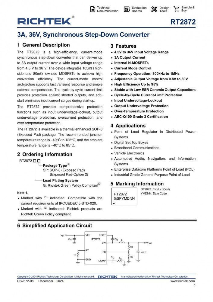 RT2872 datasheet page 1
