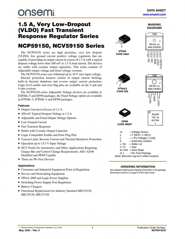 NCP59152DSADGEVB document page 1