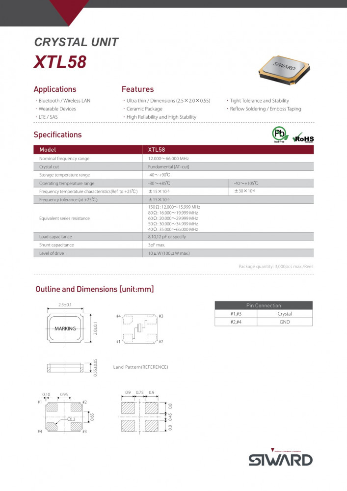 SIWARD XTL58 technical document page
