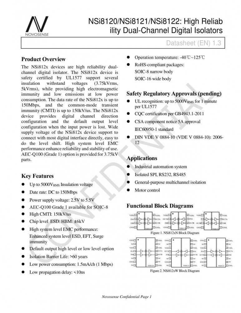 NSI8121N0 datasheet page 1