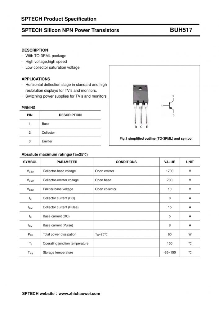 BUH517 datasheet page 1