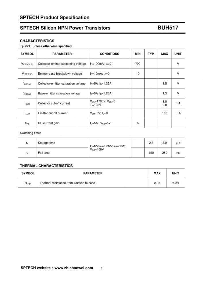 BUH517 datasheet page 2