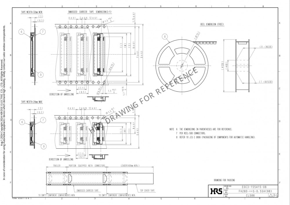 HRS FH28D series dimensional table