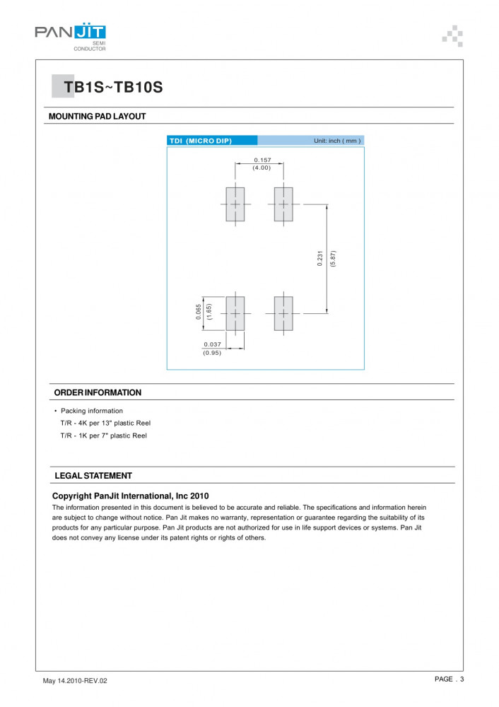 PANJIT TB10S series datasheet page 3