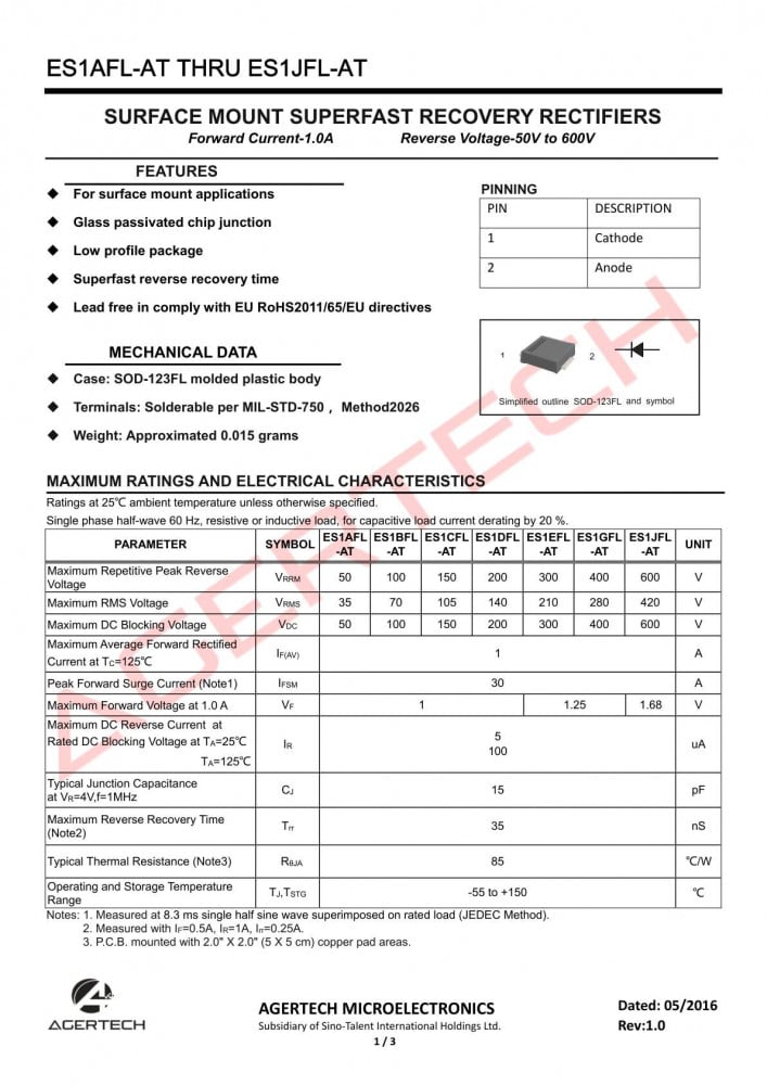 ES1JFL-AT datasheet page 1