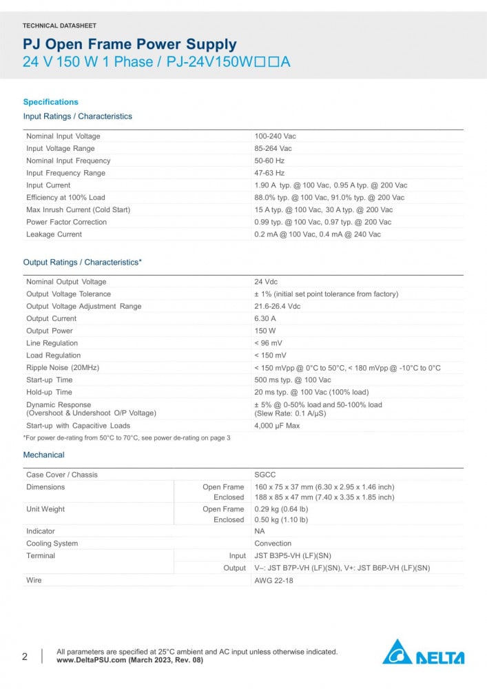 PJ-24V150WBRA datasheet page 2