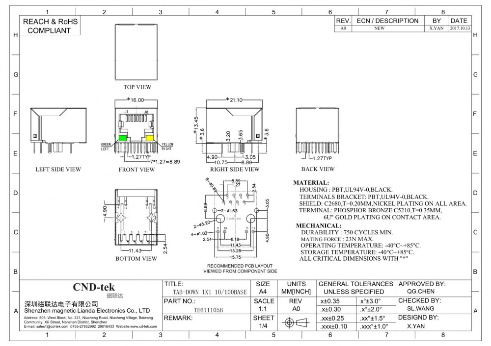 TE611105B datasheet sheet 1