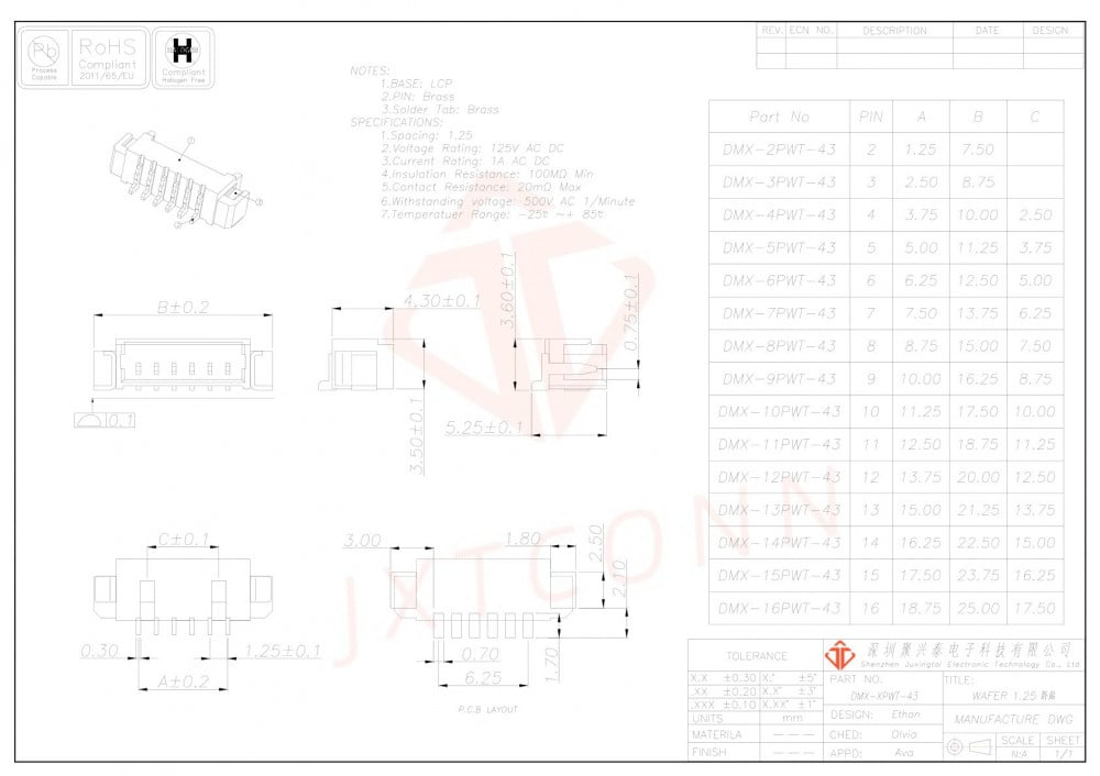 DMX-4PWT-43 manufacturer drawing page