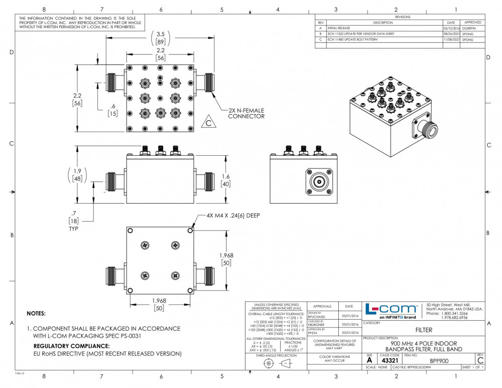 L-com BPF900 technical document preview