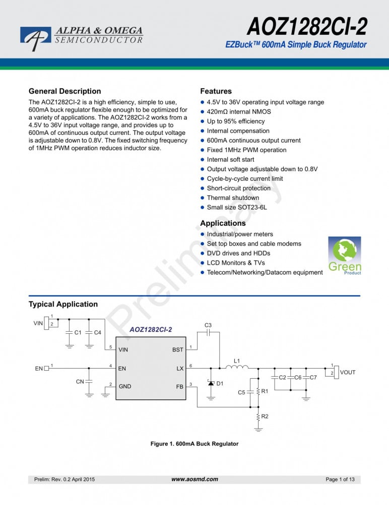 AOZ1282CI-2 datasheet page 1