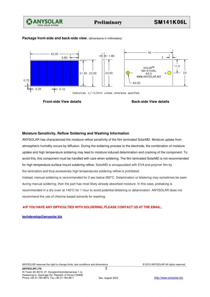 ANYSOLAR SM141K06L datasheet page 3