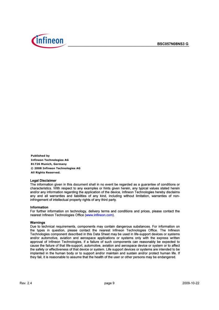 BSC057N08NS3G datasheet page 9