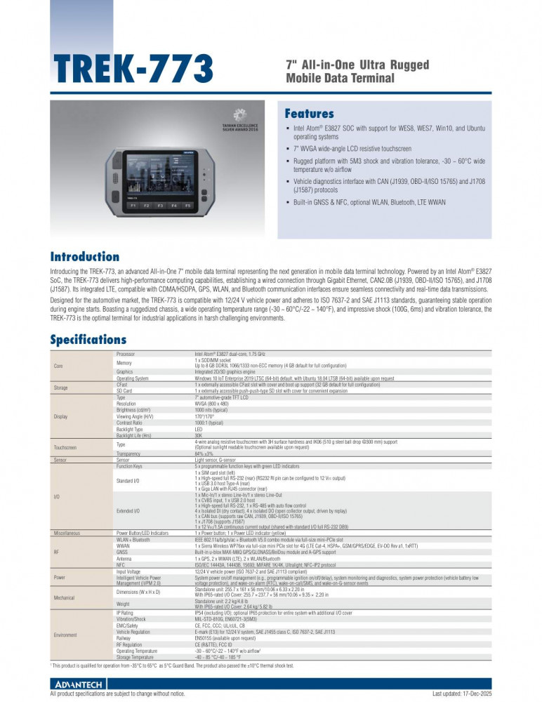 TREK-773 technical document page 1
