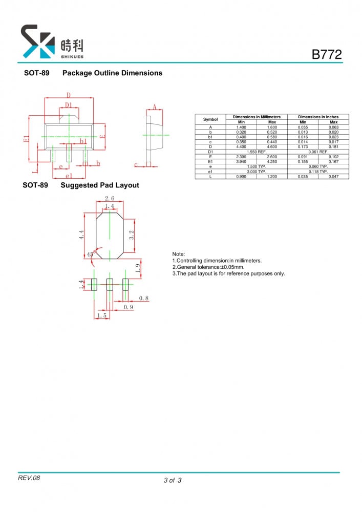 B772 datasheet page 3