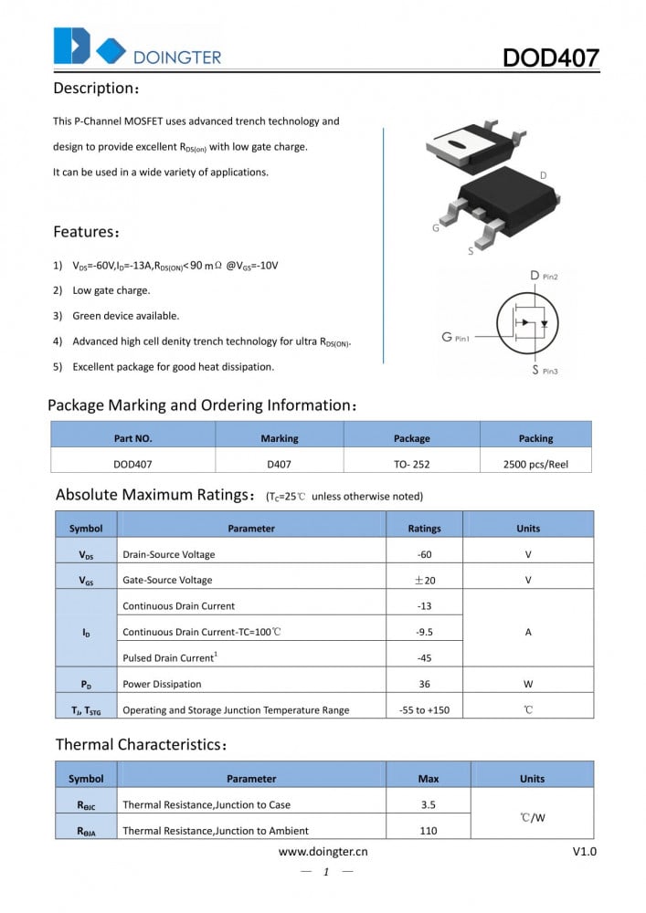 DOD407 datasheet page 1