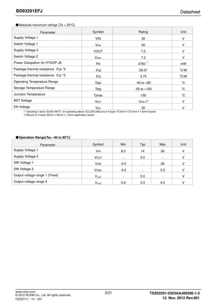 BD93291EFJ-E2 datasheet page 3