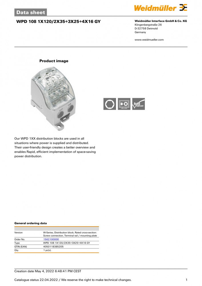 WPD 108 technical document page 1