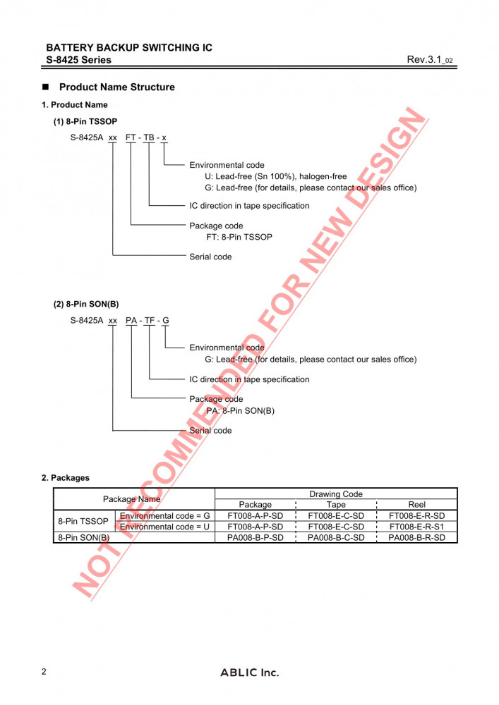 S-8425 datasheet page 2