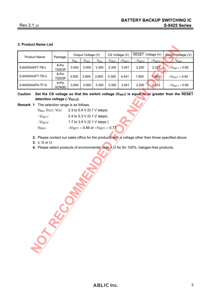 S-8425 datasheet page 3