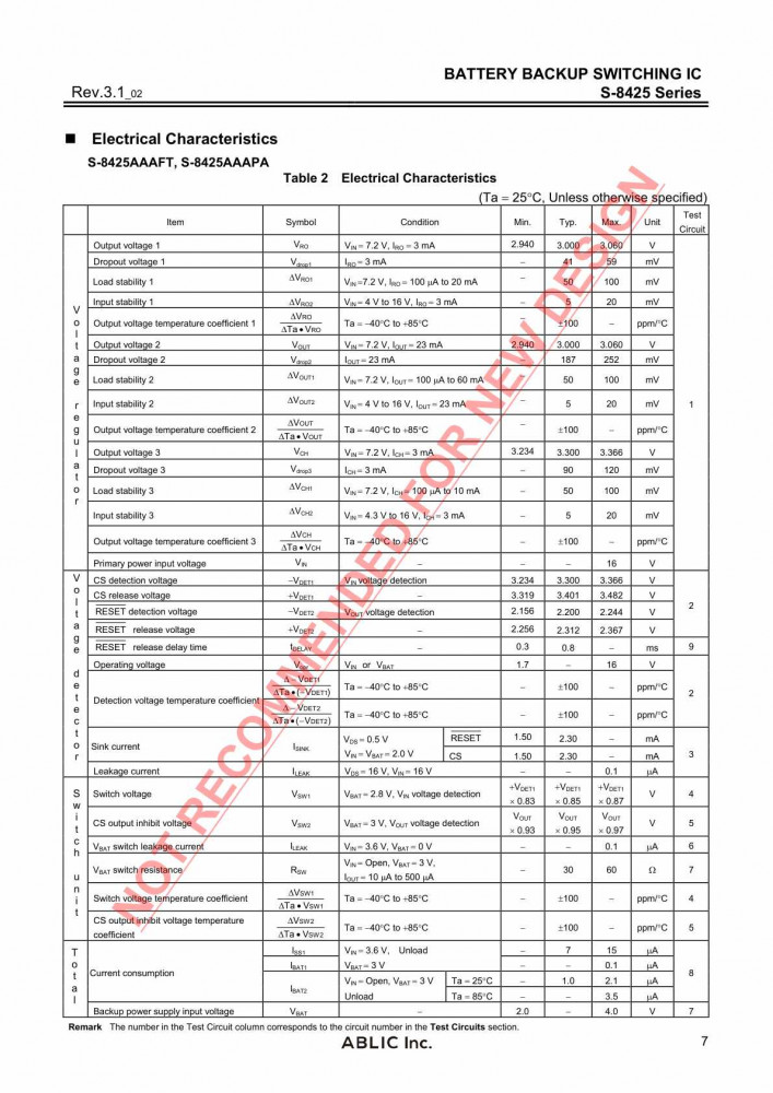 S-8425 datasheet page 7