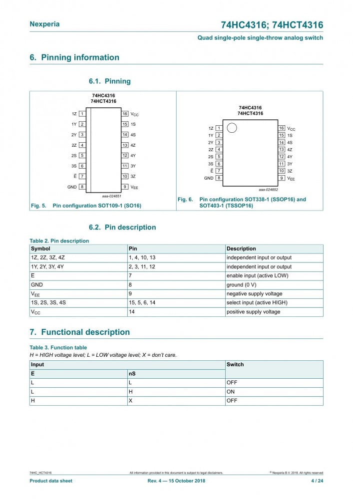 74HCT4316 datasheet page 4
