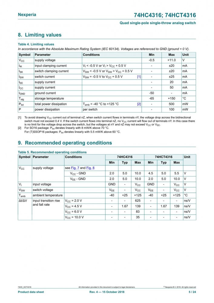 74HCT4316 datasheet page 5