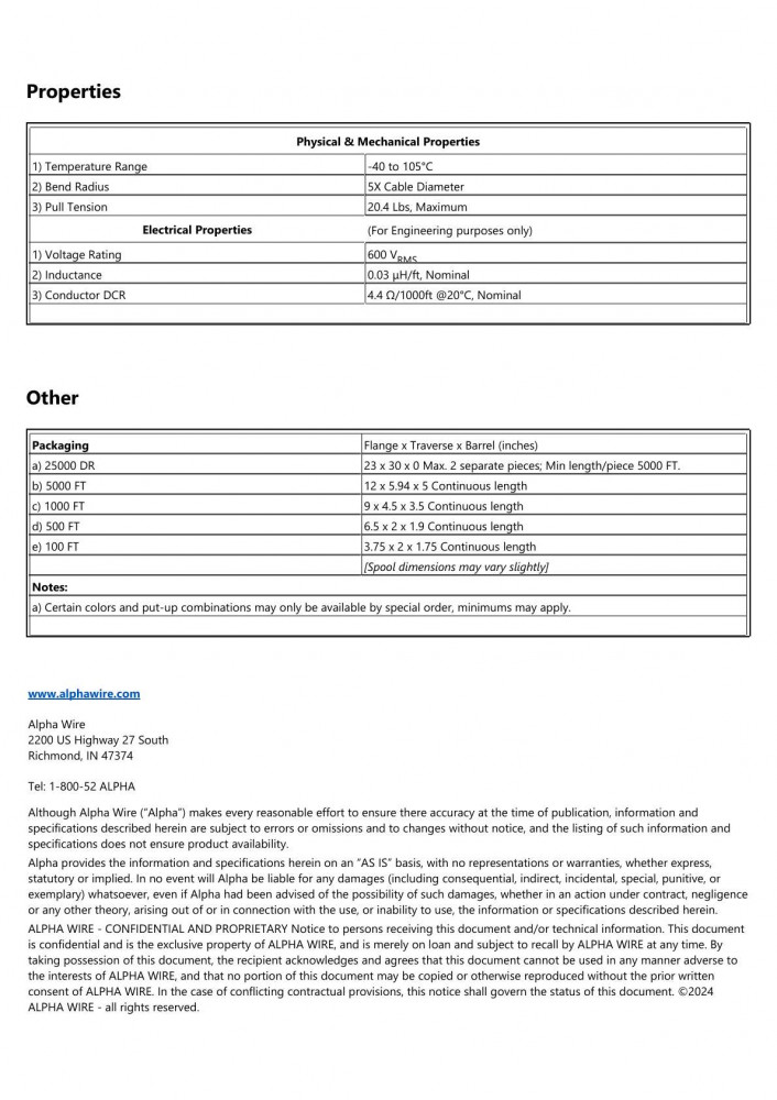 Alpha Wire 6716 specification page 2
