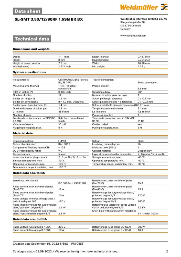 WEIDMULLER 1000670000 technical document page 2