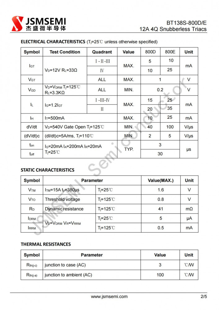 BT138S-800E datasheet page 2
