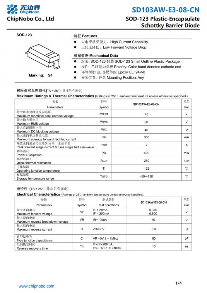SD103AW-E3-08-CN datasheet page 1