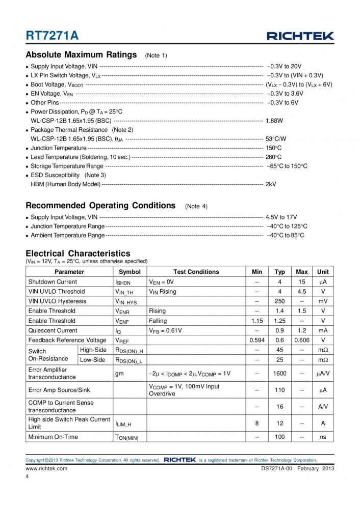 RT7271A datasheet page 4