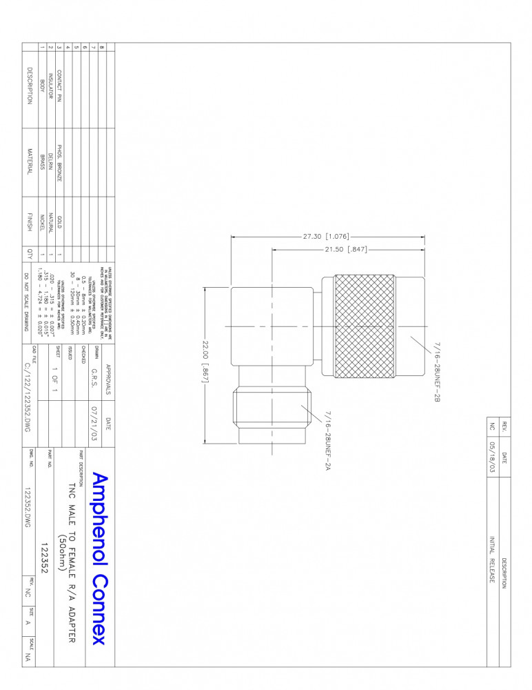 Amphenol 122352 technical drawing