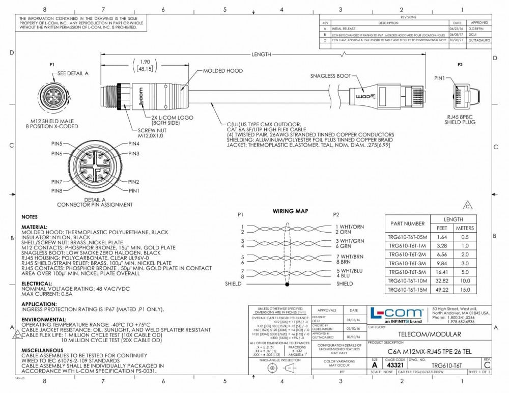 TRG610-T6T-5M technical drawing