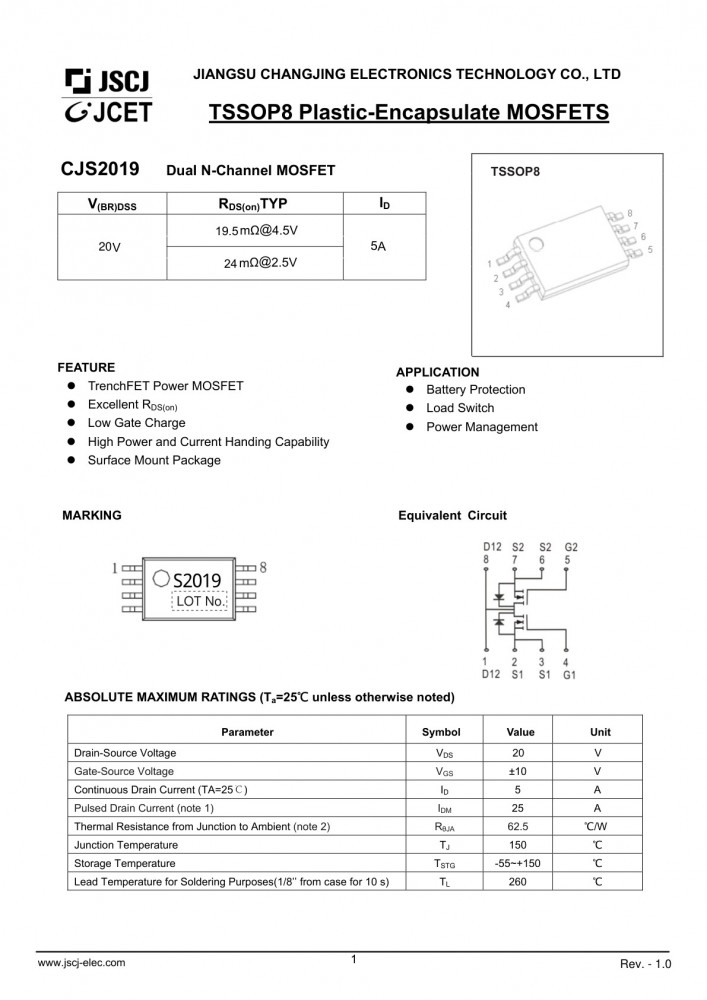 CJS2019 datasheet page 1