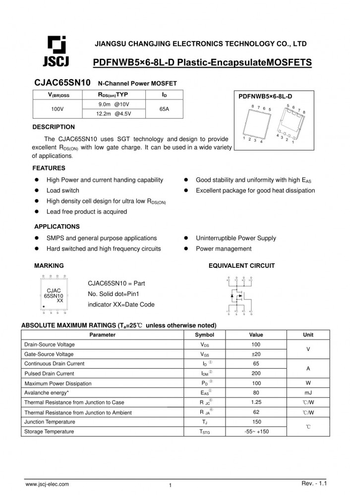 CJAC65SN10 datasheet page 1