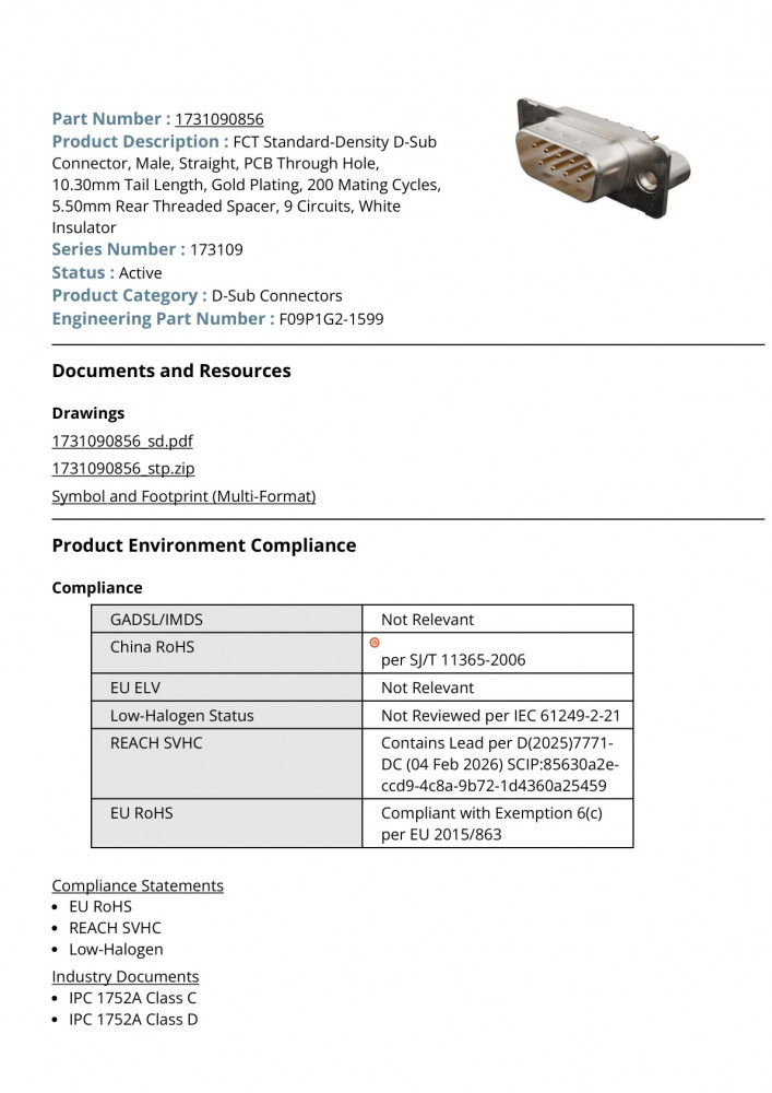 MOLEX 1731090856 technical drawing preview, page 1