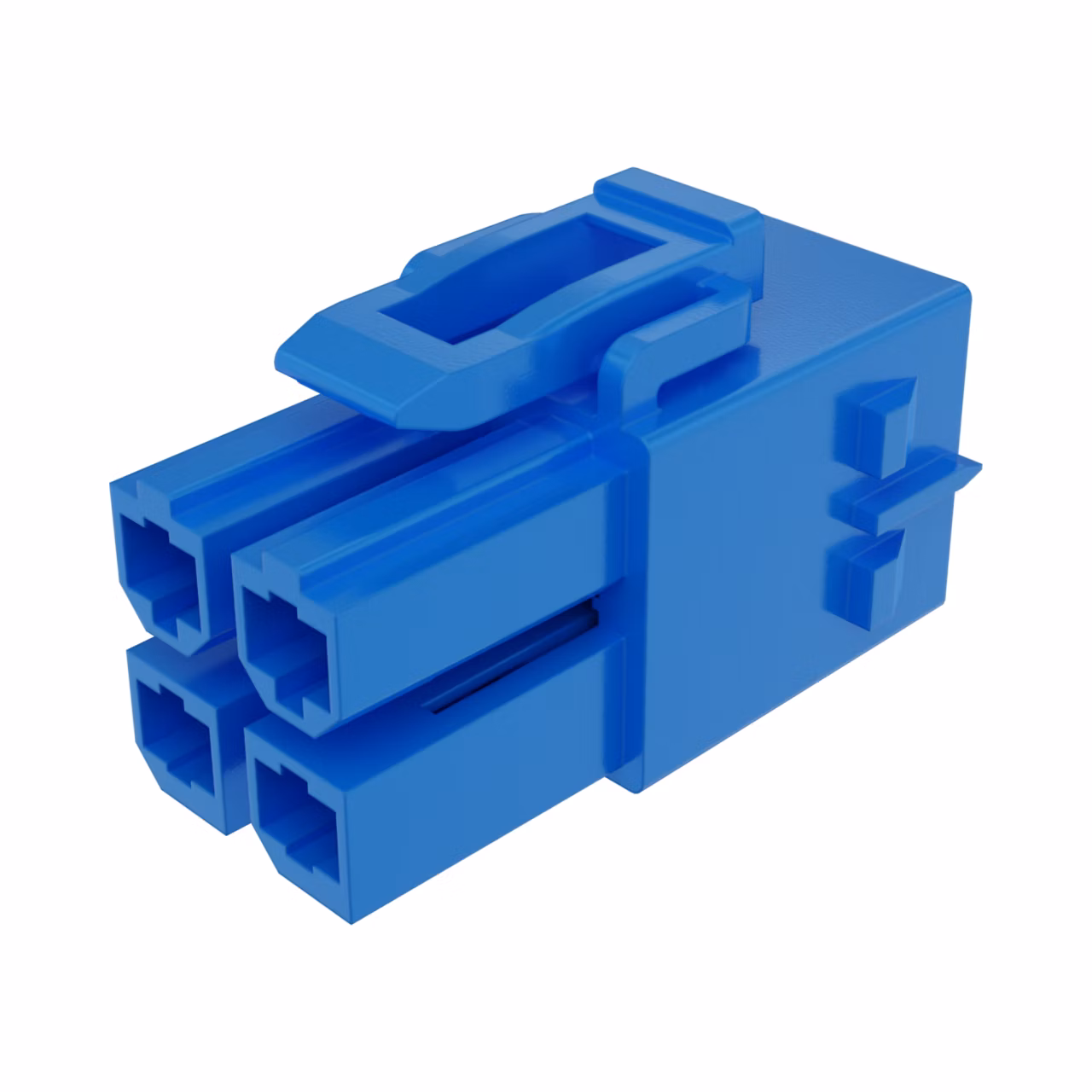Mega-Fit ColorLock Tangless TPA-Capable Receptacle Housing, Dual Row, 4 Circuit, UL 94V-0, Glow-Wire Capable, Blue for sale