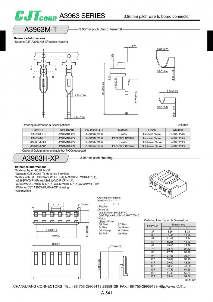 CJT A3963 series technical drawing page 3