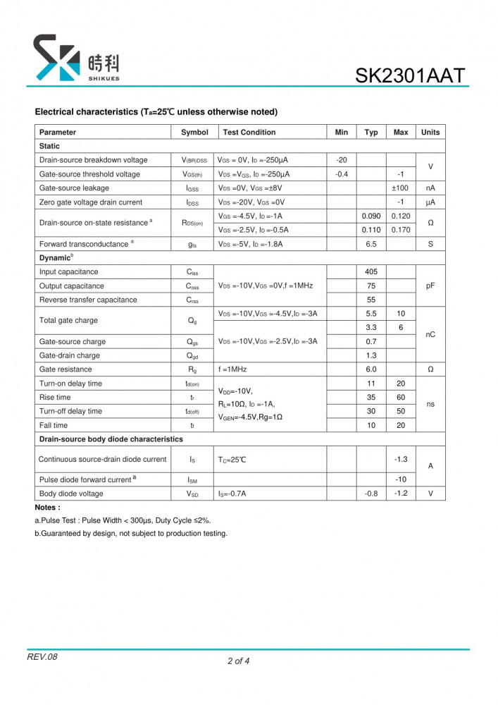 SK2301AAT datasheet page 2