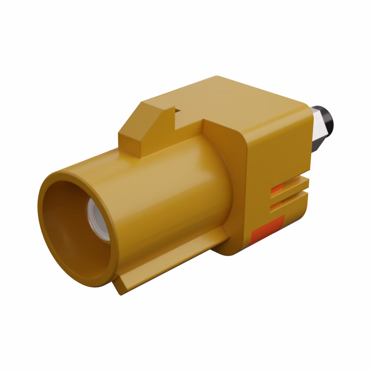 FAKRA Jack, Straight, Crimp, RG-316 / RG-174 Cable, Brass Body, Nickel (Ni) Plated, Stamped Contact, Keying Code K, Curry Yellow, 50 Ohms for sale
