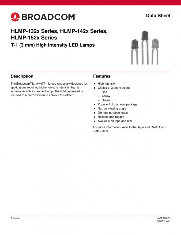 HLMP-1520 datasheet page 1