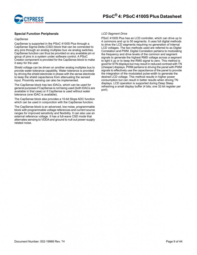 CY8C4146AZI-S445 datasheet page 9