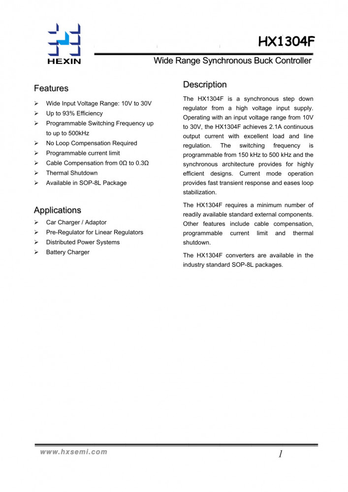HX1304F-AGC-A datasheet page 1