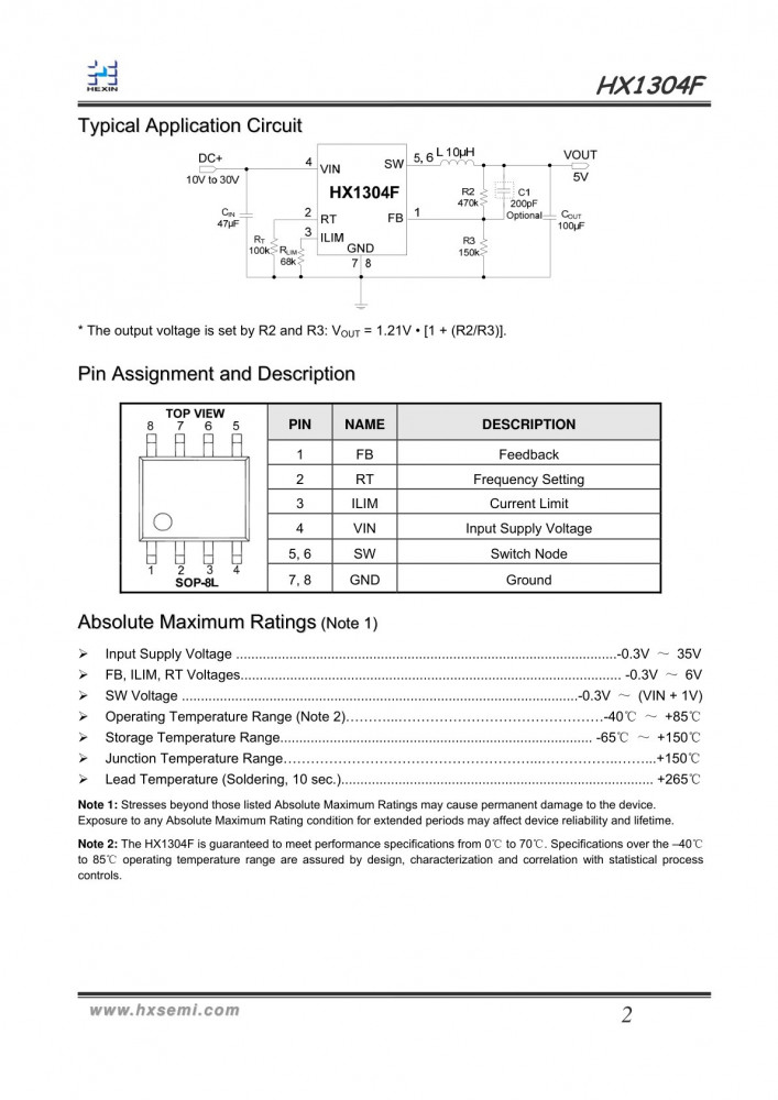 HX1304F-AGC-A datasheet page 2