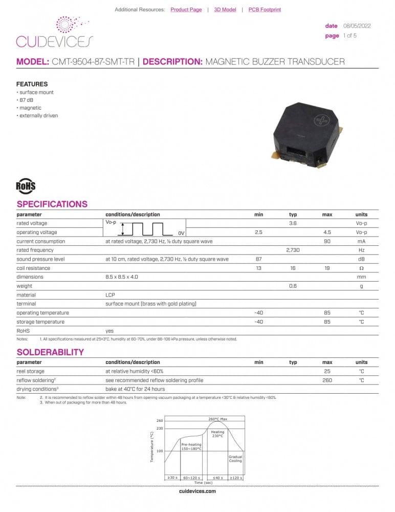 CMT-9504-87-SMT-TR datasheet page 1